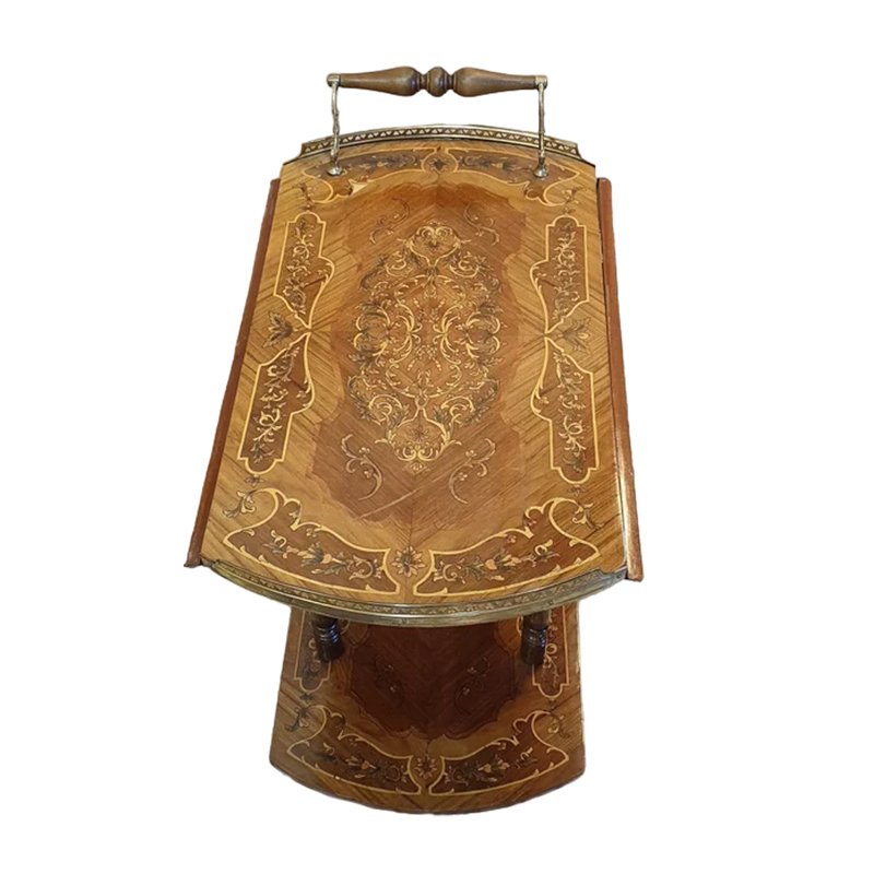 Mid-Century Classic Root Wood and Marquetry Bar Trolley for sale at Pamono