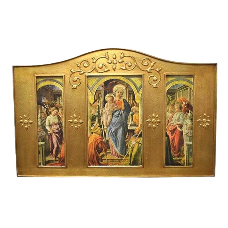 Virgin Mary Triptych with Archangel Saint Michael, 19th Century, Painting for sale at Pamono
