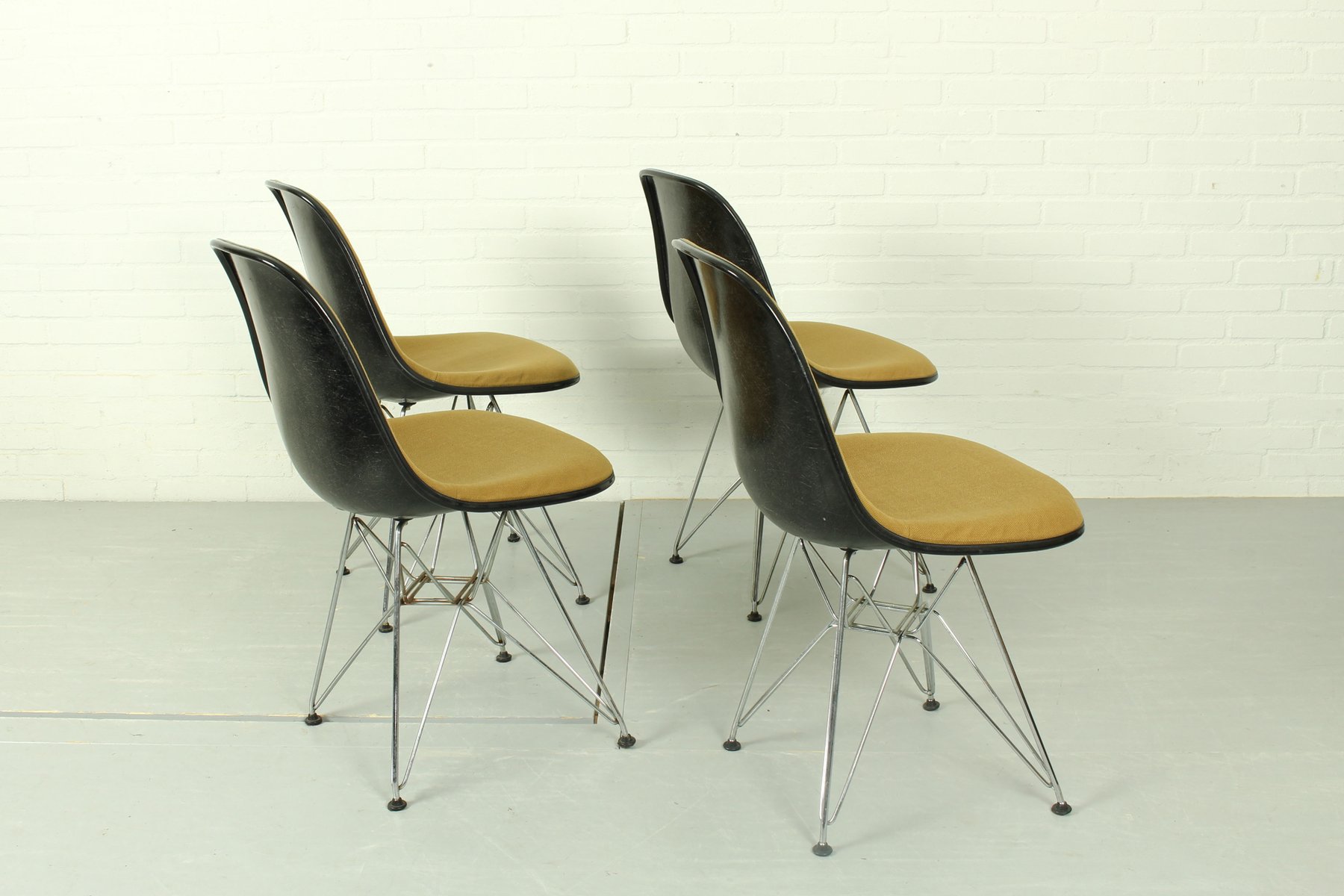 Yellow DSR Dining Chairs by Charles & Ray Eames for Herman Miller ...