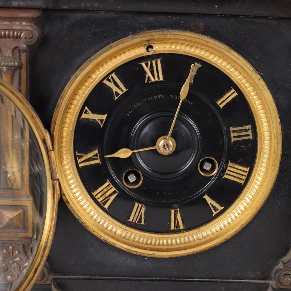 Antique Clock with Bronze Statue for sale at Pamono