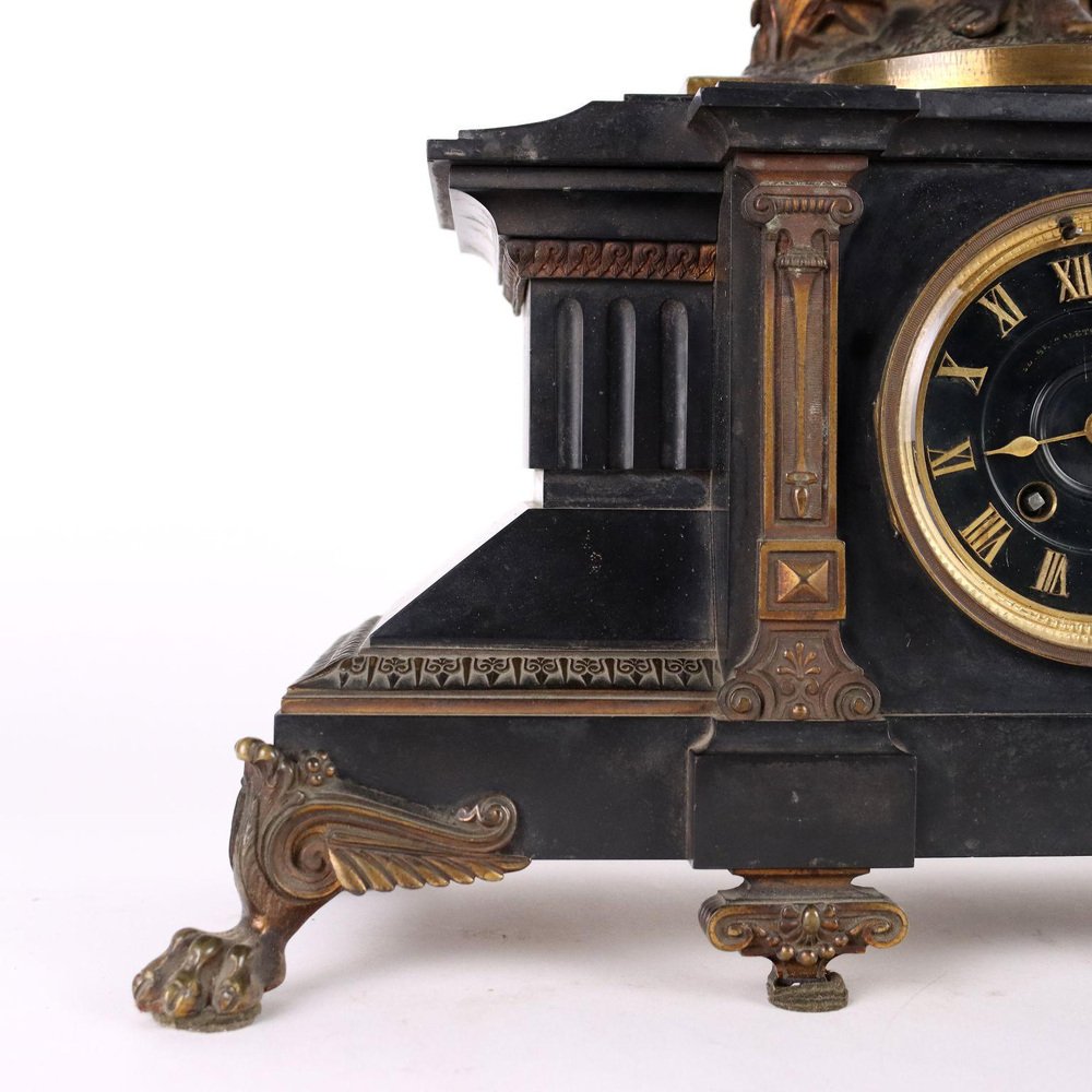Antique Clock with Bronze Statue for sale at Pamono