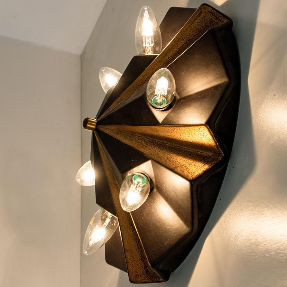 Ceramic Star Brown Ceramic Lamp, 1970s for sale at Pamono