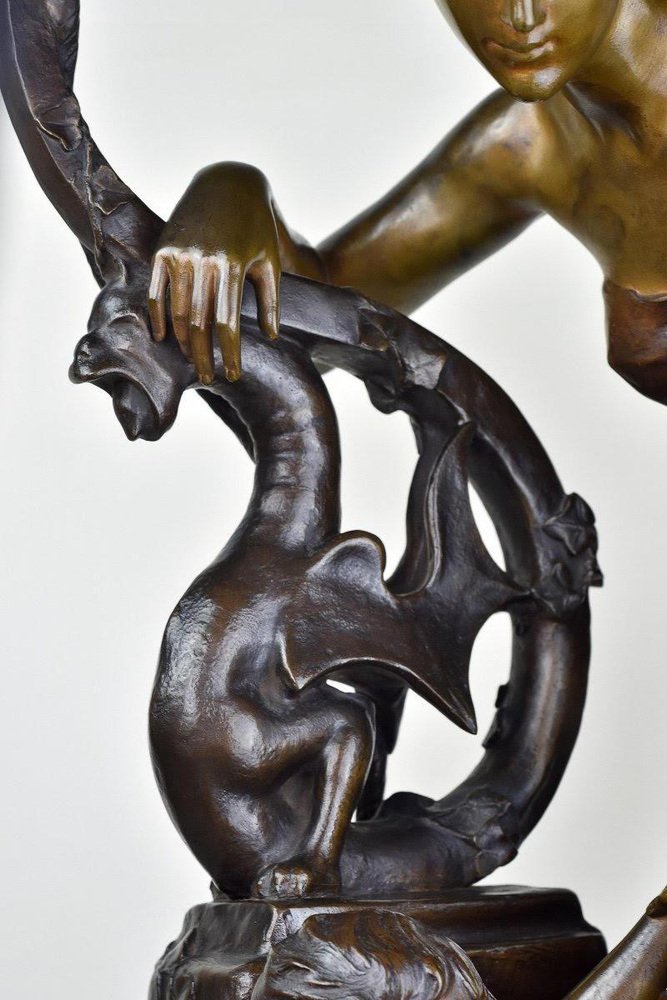 Large Sculpture in Patinated Bronze by Henri Vidal, 1900 for sale at Pamono