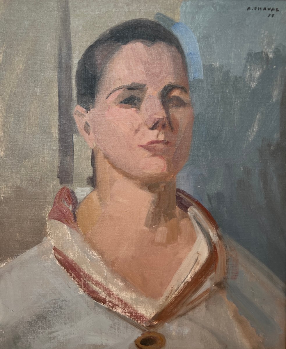 Albert Chavaz, Portrait de jeune femme, 1977, Oil on Cardboard, Framed ...