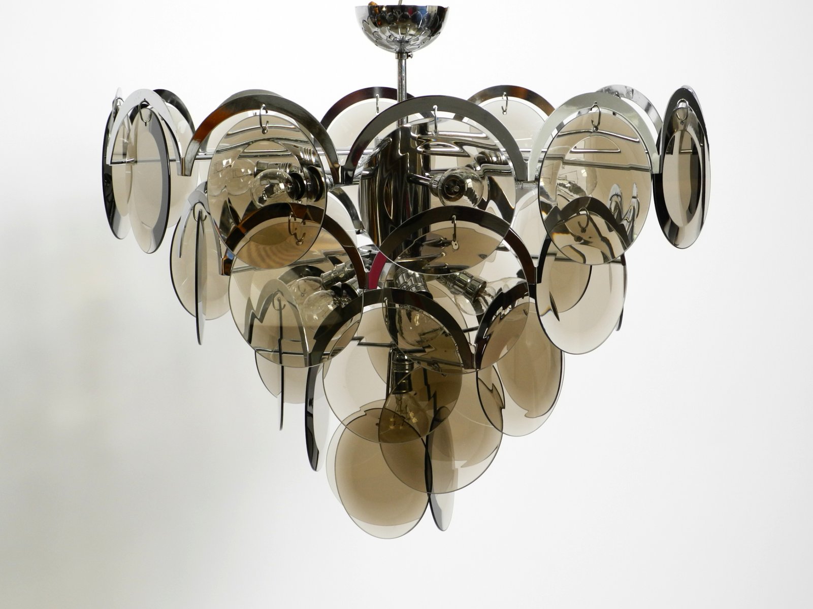 Grand Lustre Disque en Métal et Verre, 1960s en vente sur Pamono
