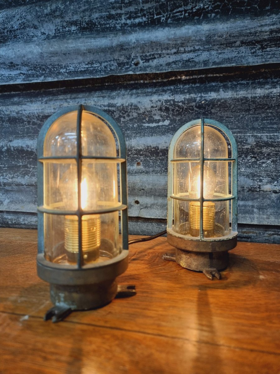 Vintage Copper Lamps, 1960s, Set of 2 for sale at Pamono