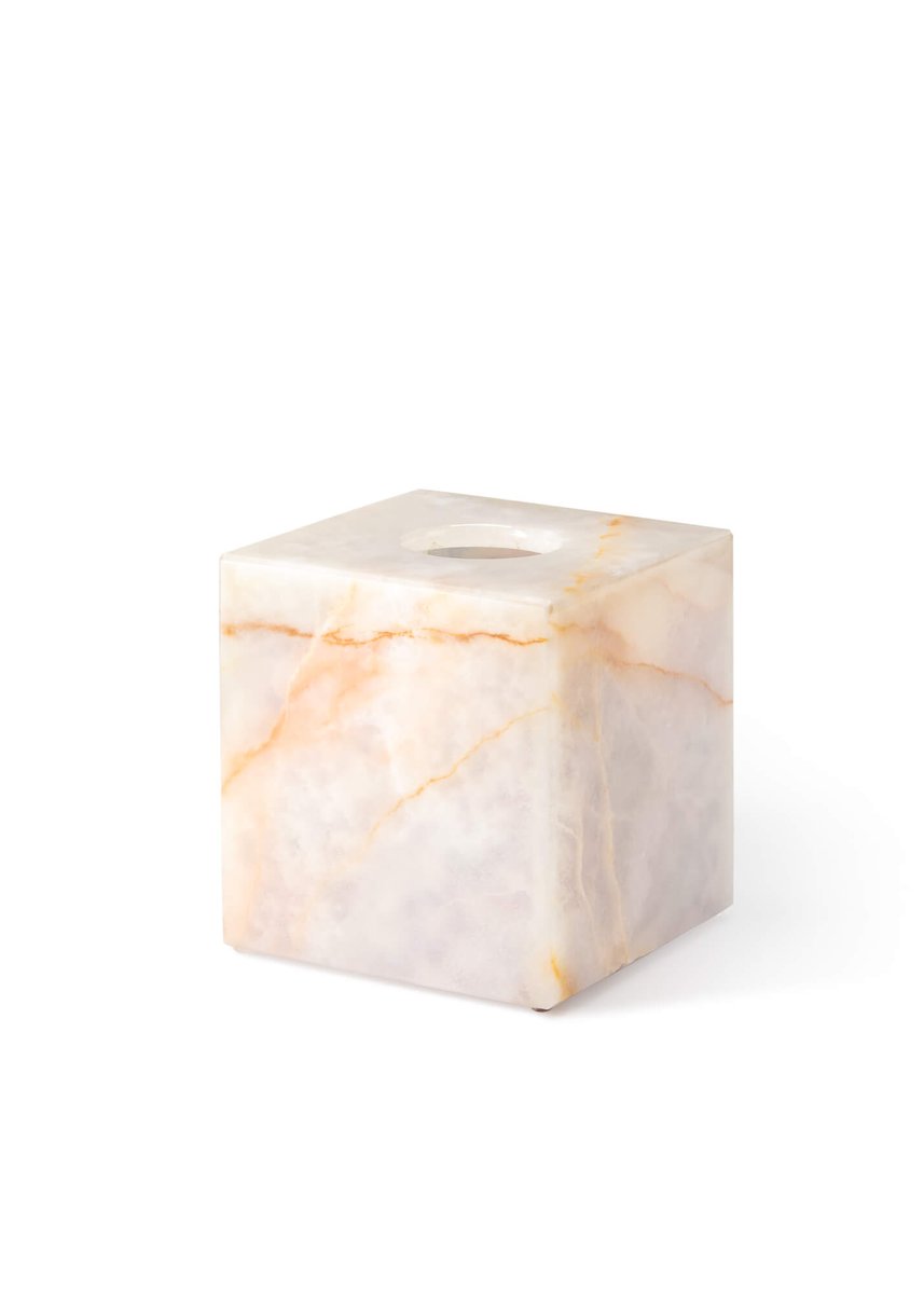 White Onyx Square Tissue Box by Royal Bee Design for sale at Pamono