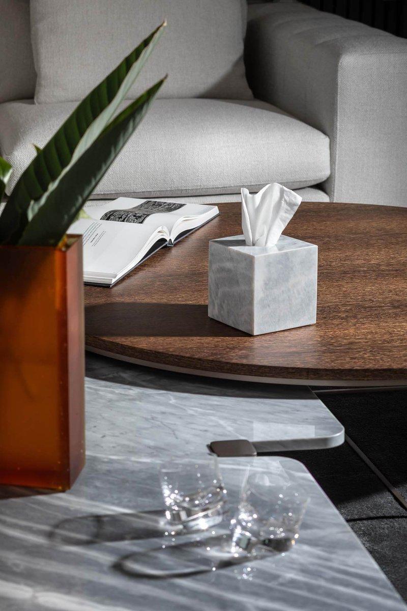 Shadow Grey Marble Square Tissue Box by Royal Bee Design for sale at Pamono