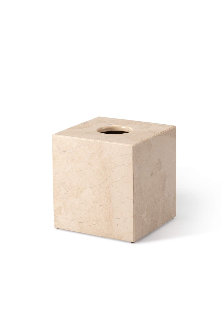 Beige Marble Square Tissue Box by Royal Bee Design for sale at Pamono