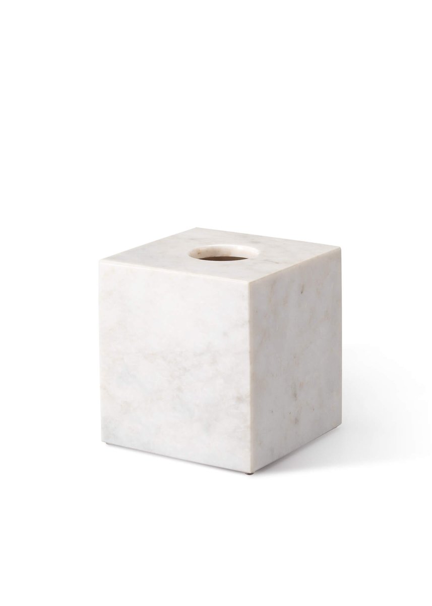 White Marble Square Tissue Box by Royal Bee Design for sale at Pamono