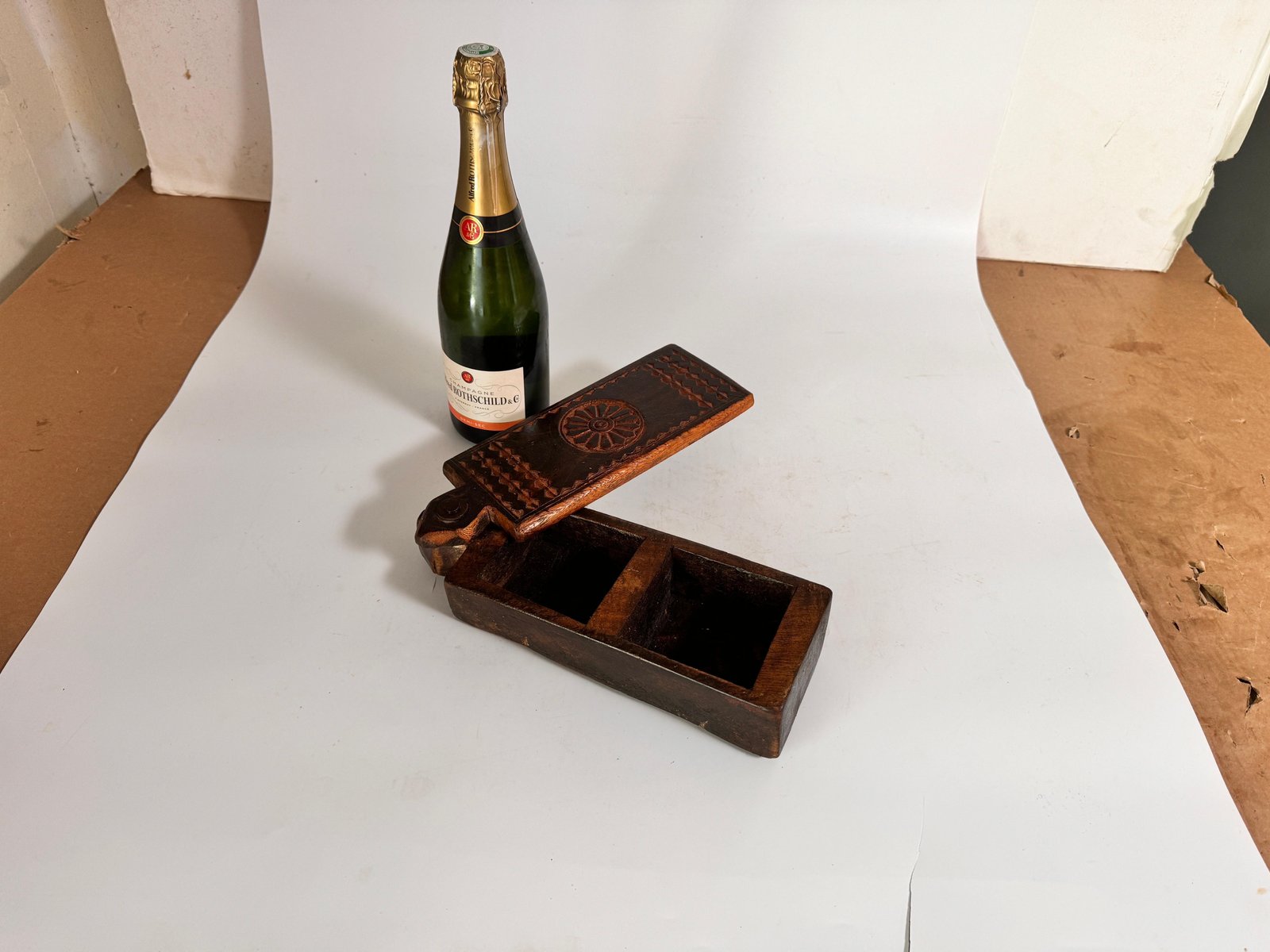 African Hand Carved Wooden Box, 19th Century for sale at Pamono