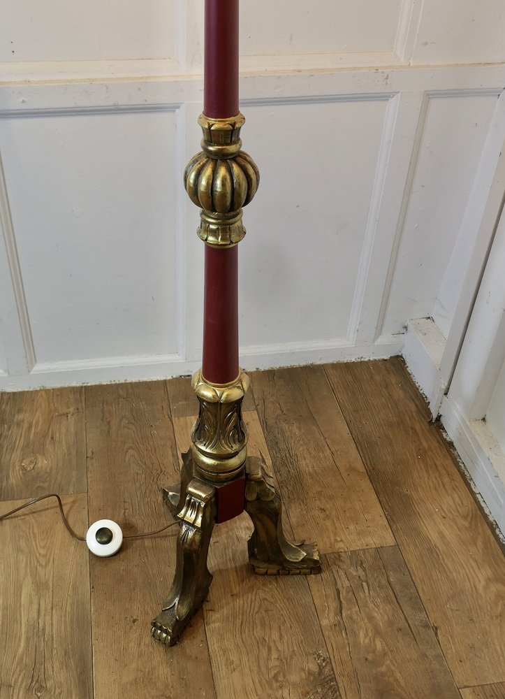 Carved Gilt and Painted Baroque Floor Lamp, 1920s for sale at Pamono