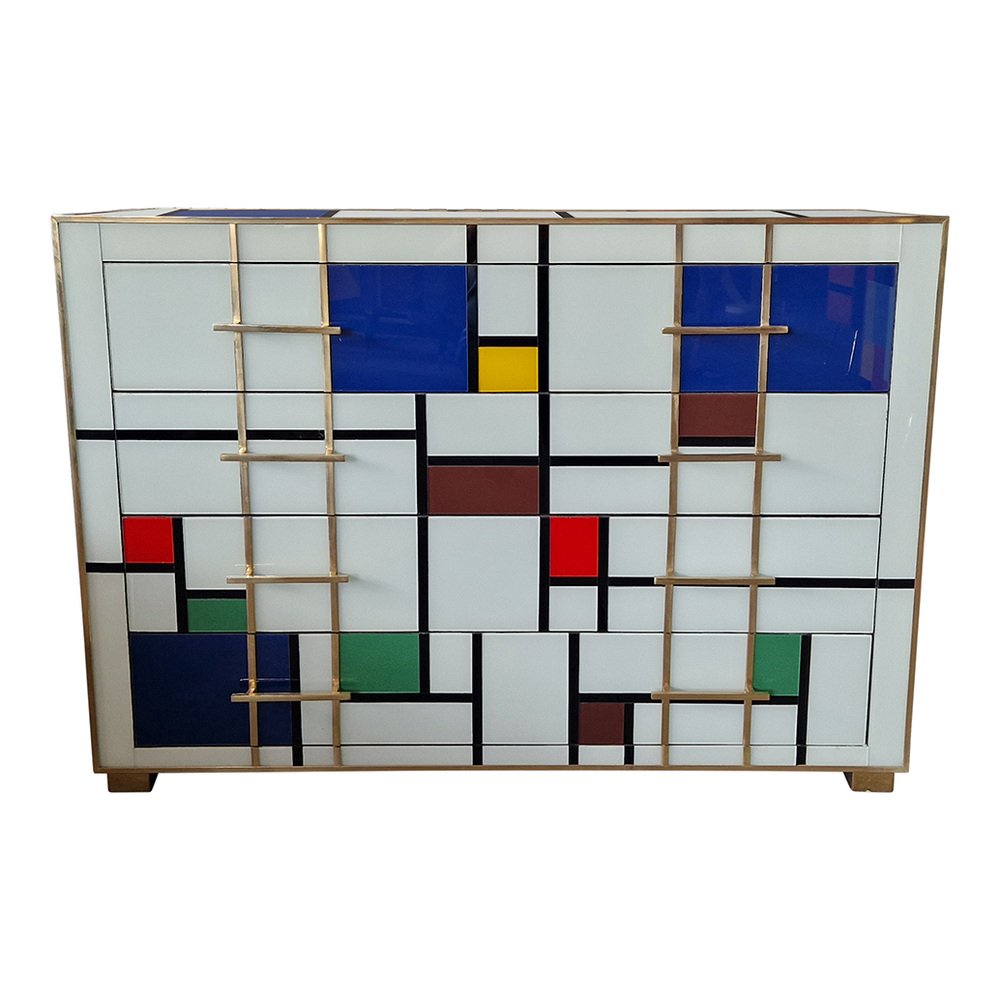 Murano Glass Four-Drawer Dresser in the style of Mondrian, 1980s for ...