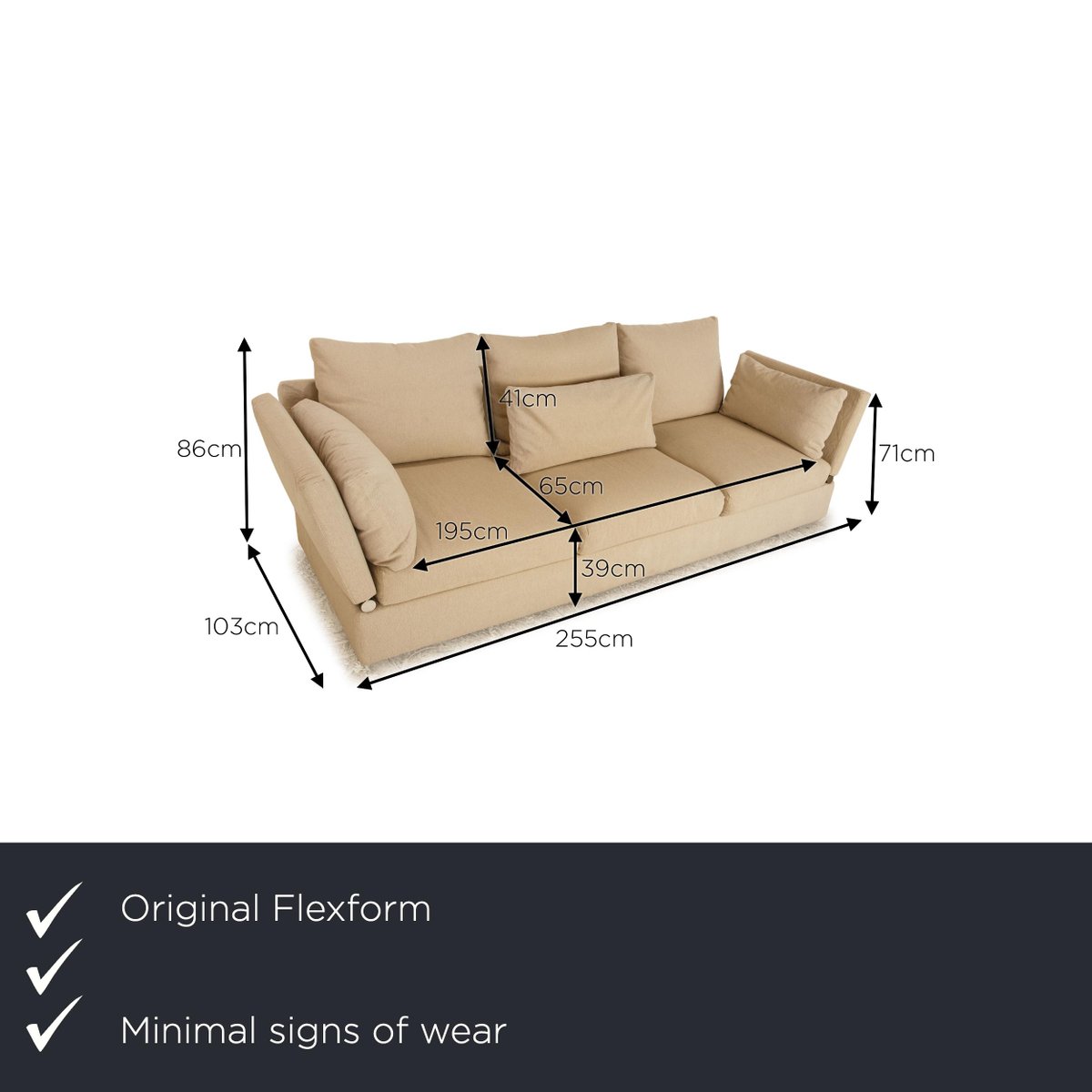 Sunny Fabric Three-Seater Beige Sofa from Flexform for sale at Pamono