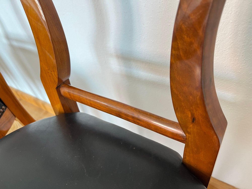 Biedermeier Shovel Chair in Walnut Veneer & Black Leather, Austria ...