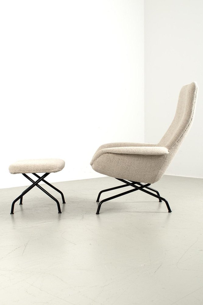 Vintage Lounge Chair with Hocker from Asko for sale at Pamono