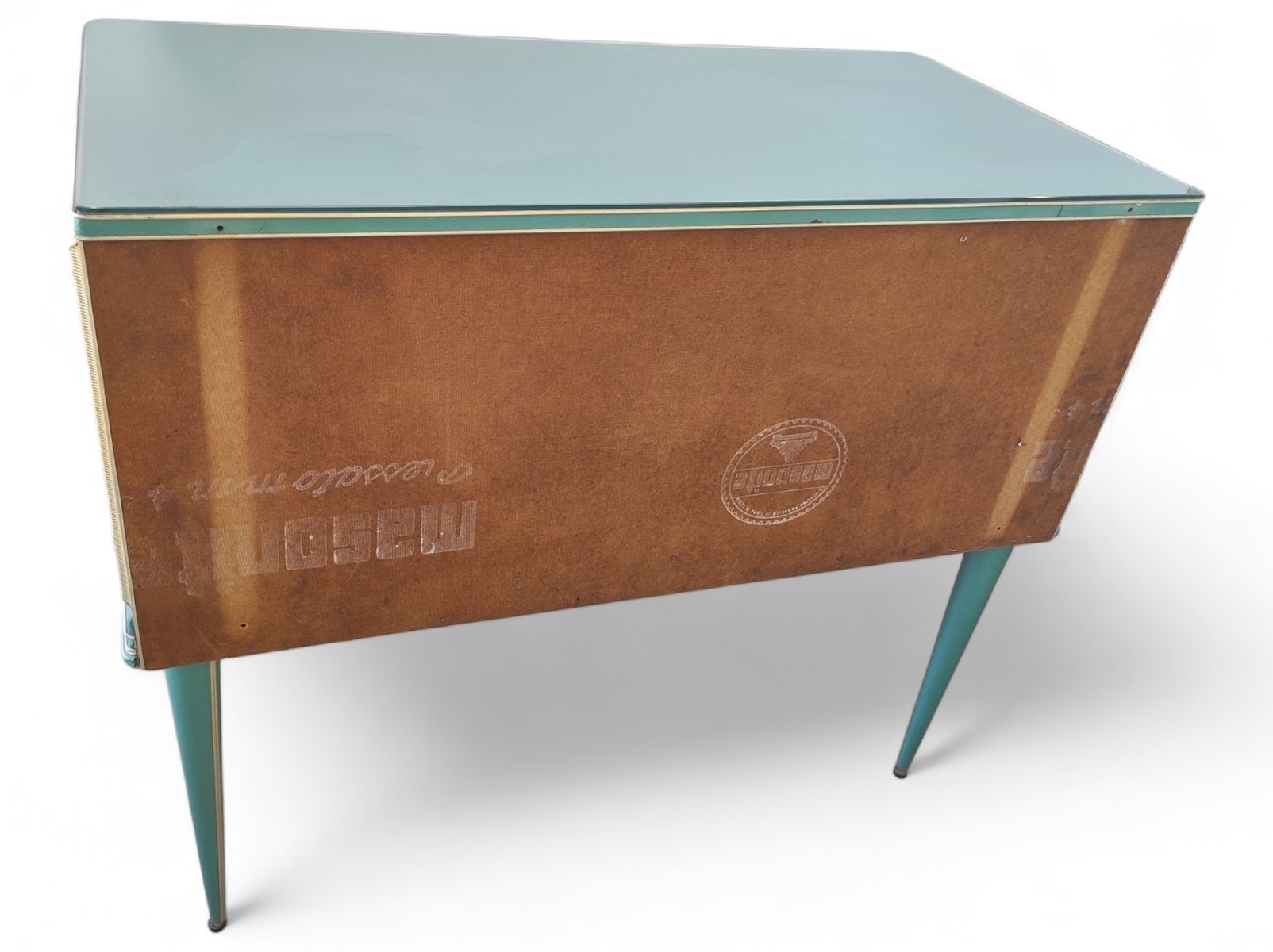 Vintage Petrol Green Two-Door Buffet Cabinet, 1950s for sale at Pamono