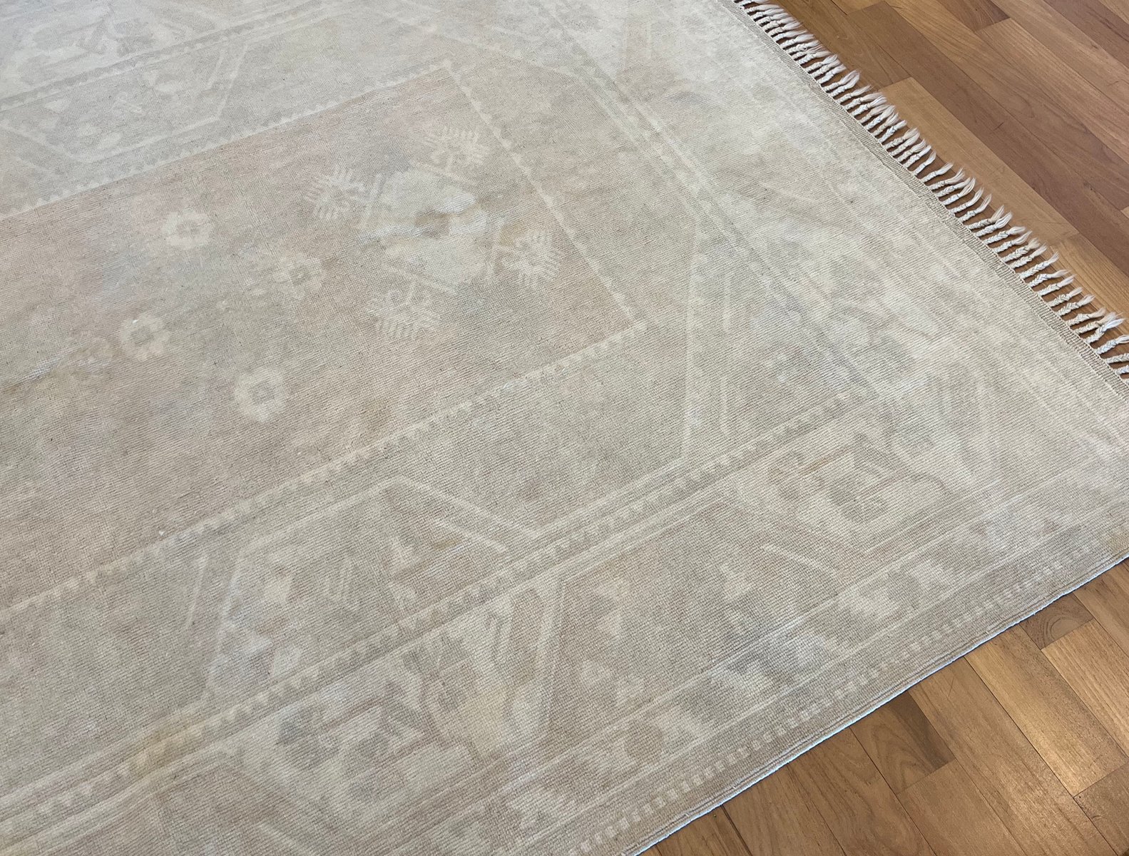 Handmade Pastel Distressed Rug, 1980s for sale at Pamono