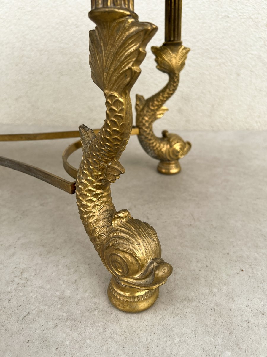 Brass and Onyx Marble Koi Fish Coffee Table, 1970s for sale at Pamono