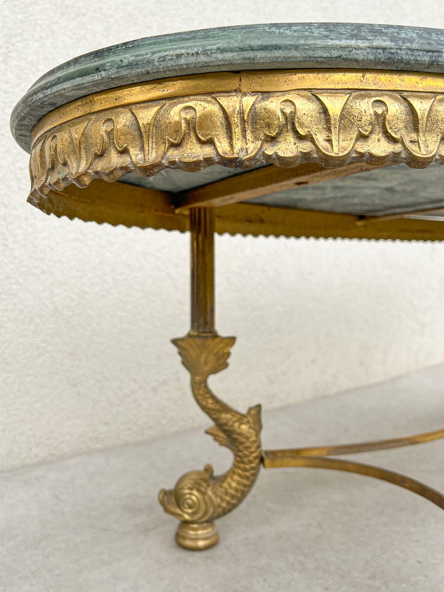 Brass and Onyx Marble Koi Fish Coffee Table, 1970s for sale at Pamono