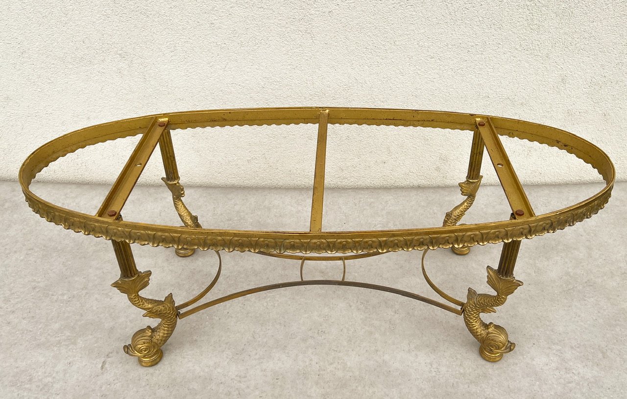 Brass and Onyx Marble Koi Fish Coffee Table, 1970s for sale at Pamono