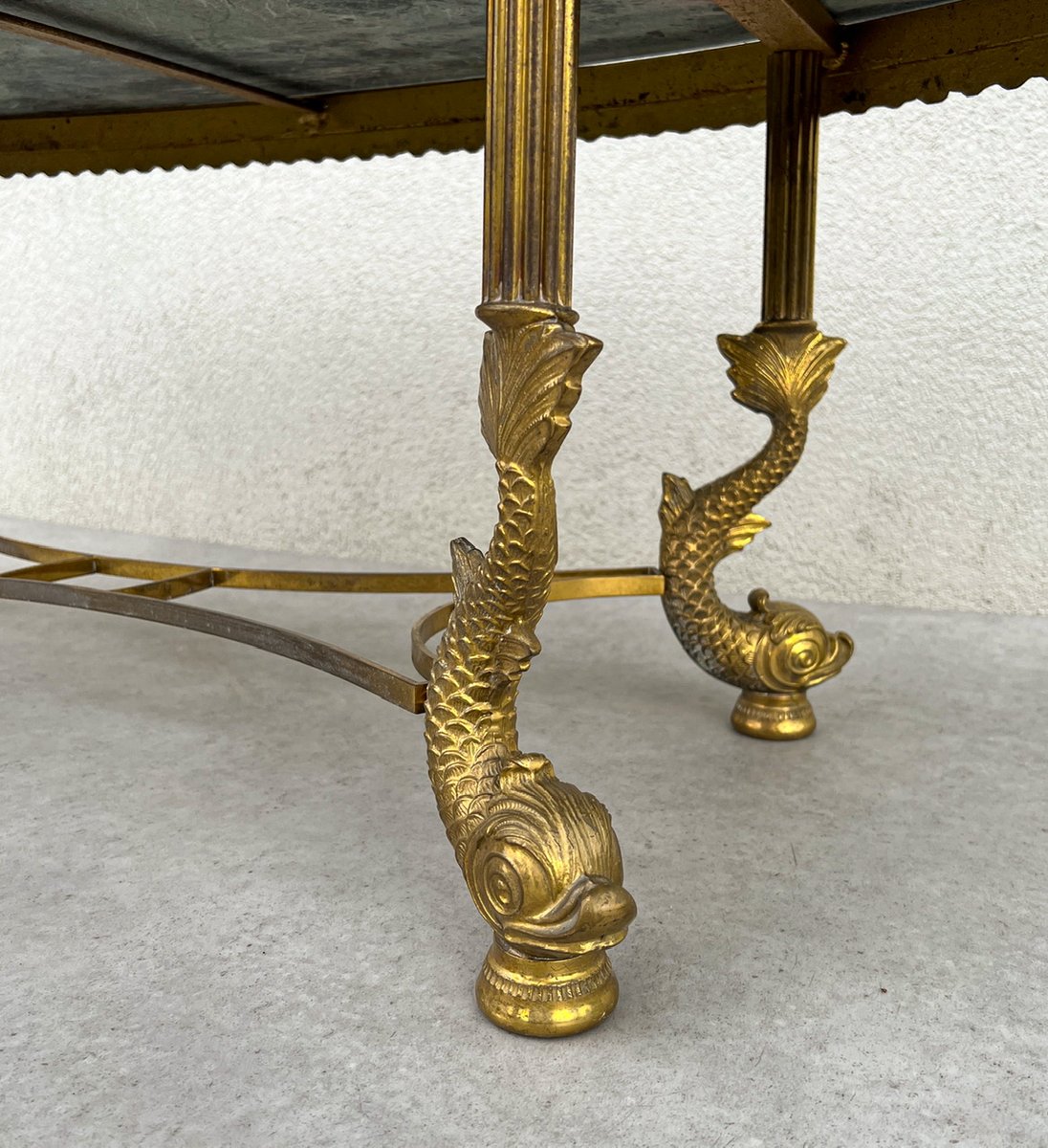 Brass and Onyx Marble Koi Fish Coffee Table, 1970s for sale at Pamono