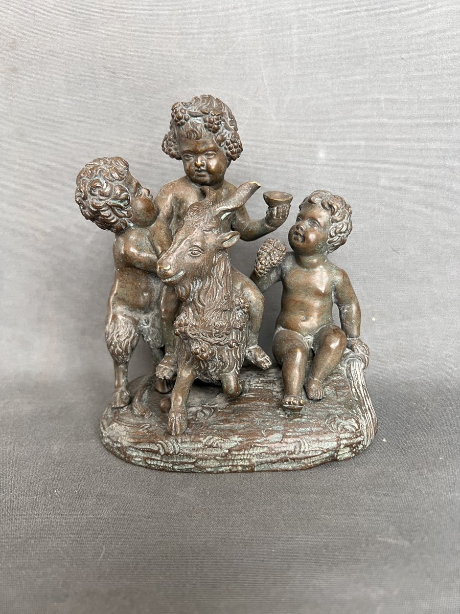 Bacchus and Children Playing with Goat, 19th Century, Bronze for sale ...