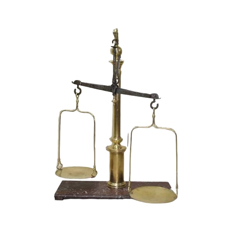 19th Century Gilded Bronze Scale with Marble Base for sale at Pamono