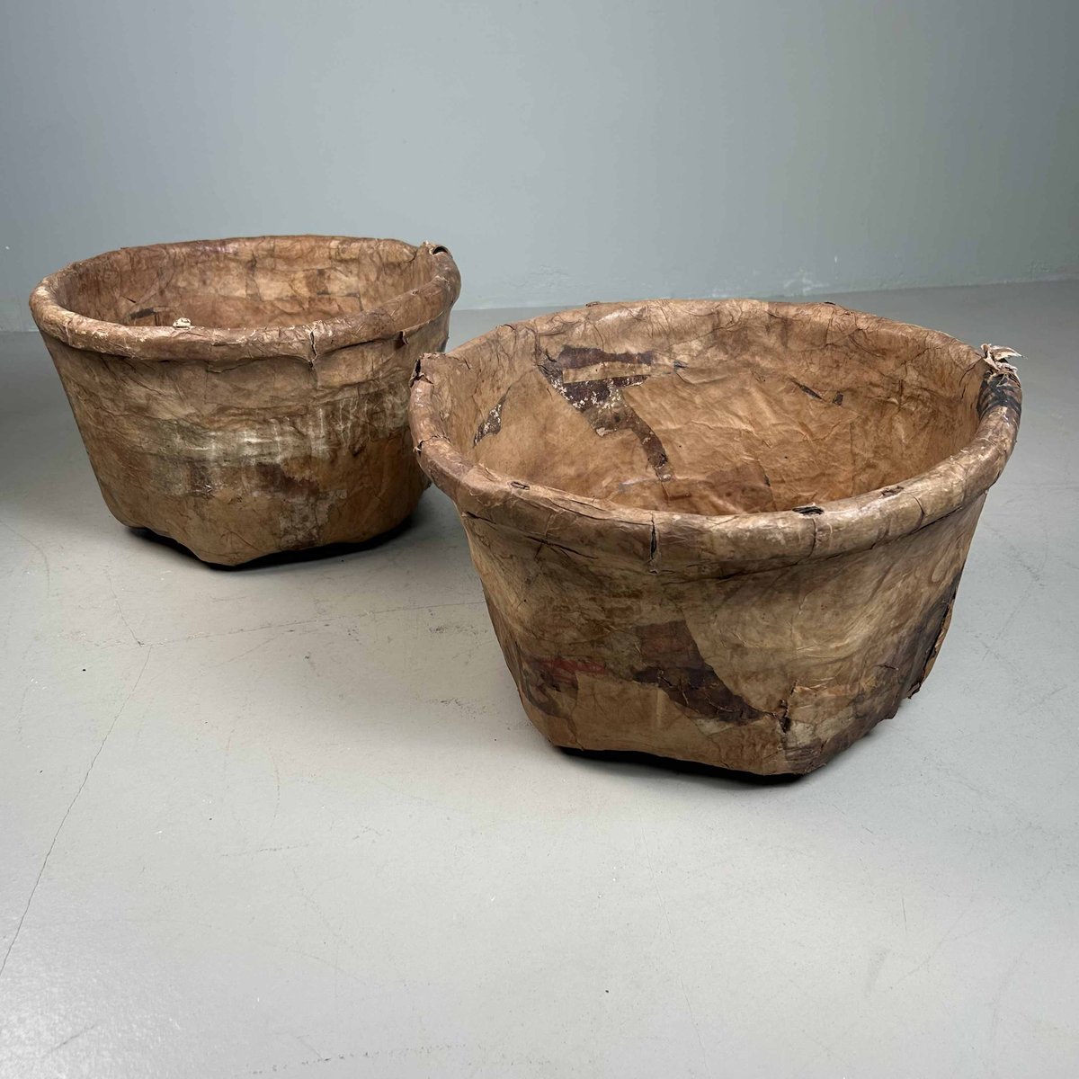 Antique Bamboo Baskets with Washi Paper, Japan, Set of 2 for sale at Pamono