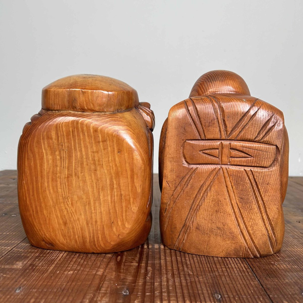 Shōwa Period Wooden Ebisu and Daikoku Gods, Kisoji, Japan, 1980s, Set ...