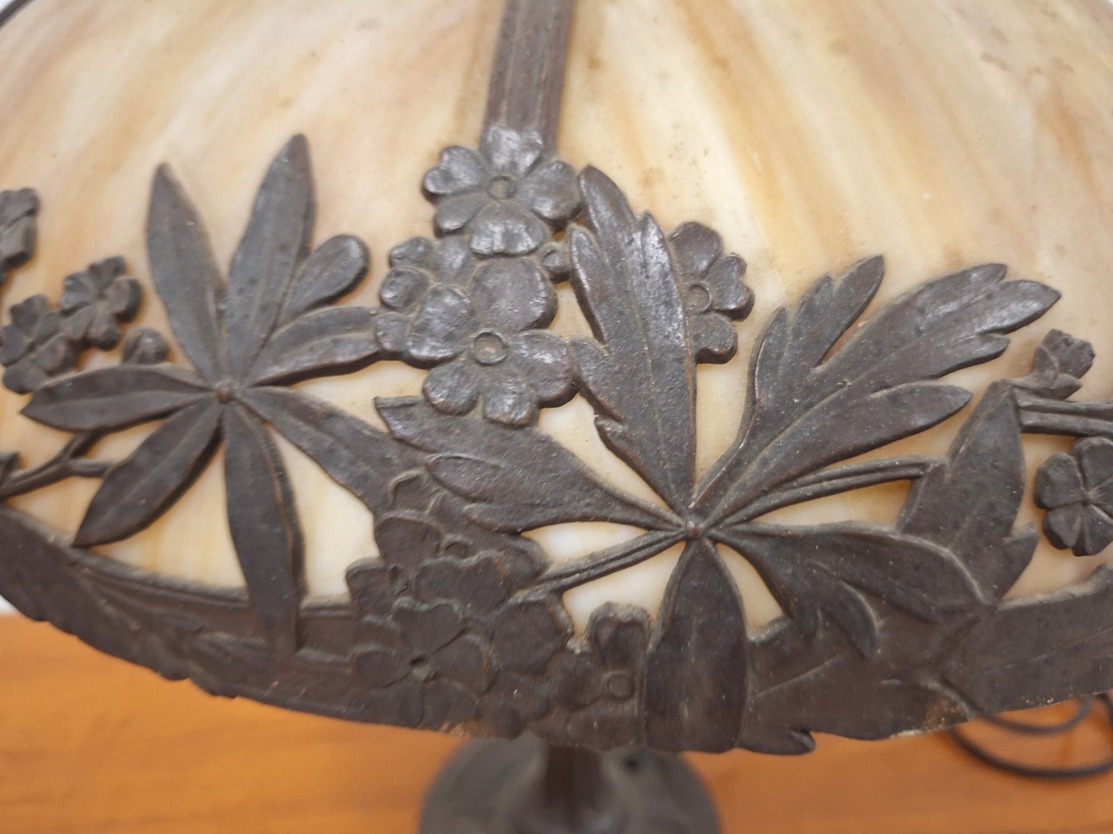 Miller Table Lamp with Bronze and Hard Stone Shade in the style of ...