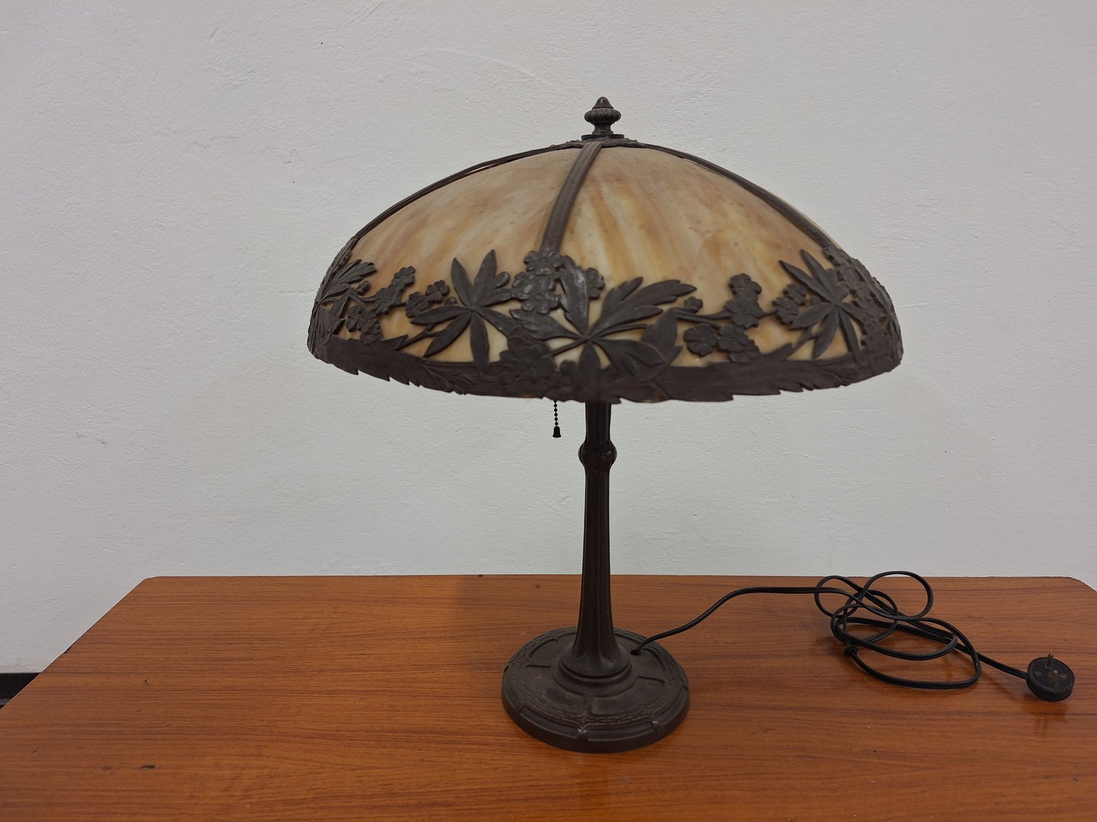 Miller Table Lamp with Bronze and Hard Stone Shade in the style of ...