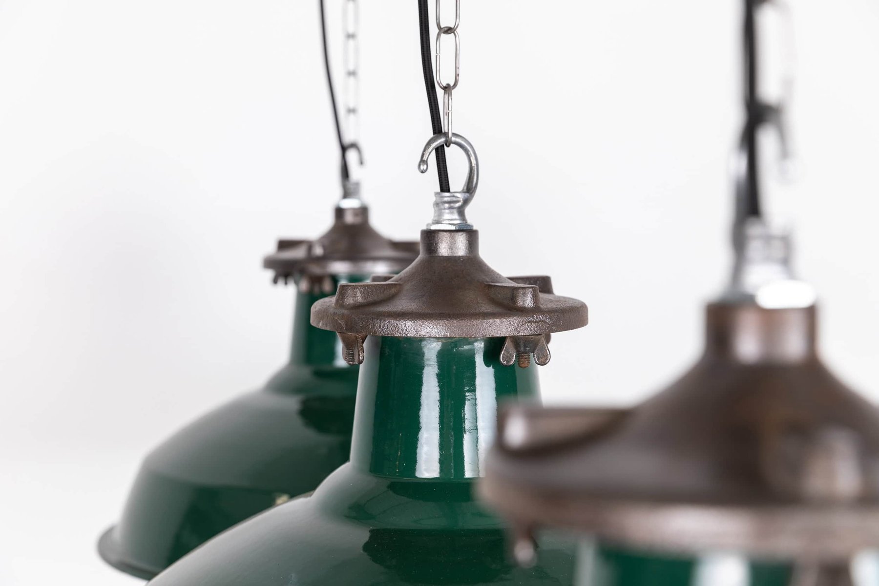 Large Industrial Green Simplex Enamel Pendant Light for sale at Pamono