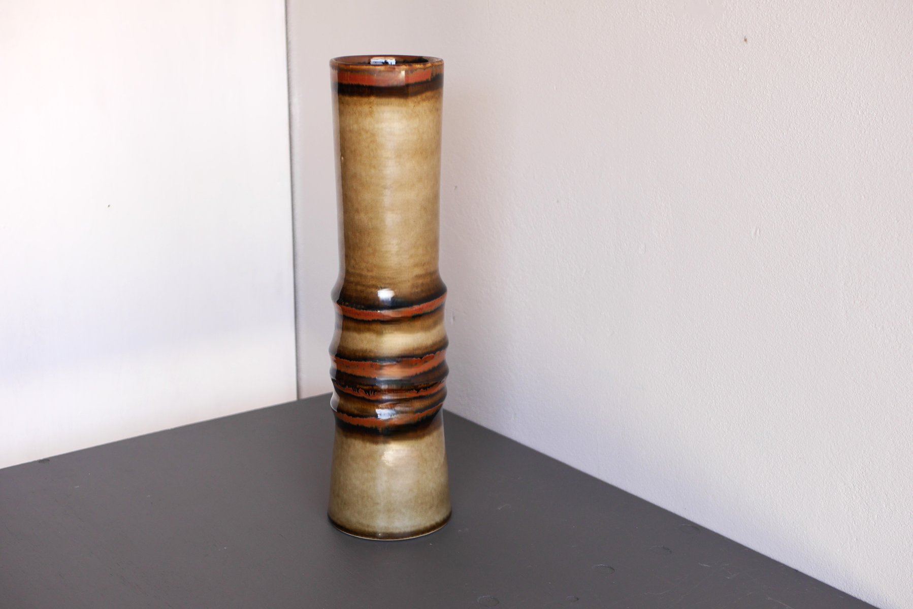 Large Mid-Century Modern Bamboo Pottery Vase by Alberius for Rörstrand ...
