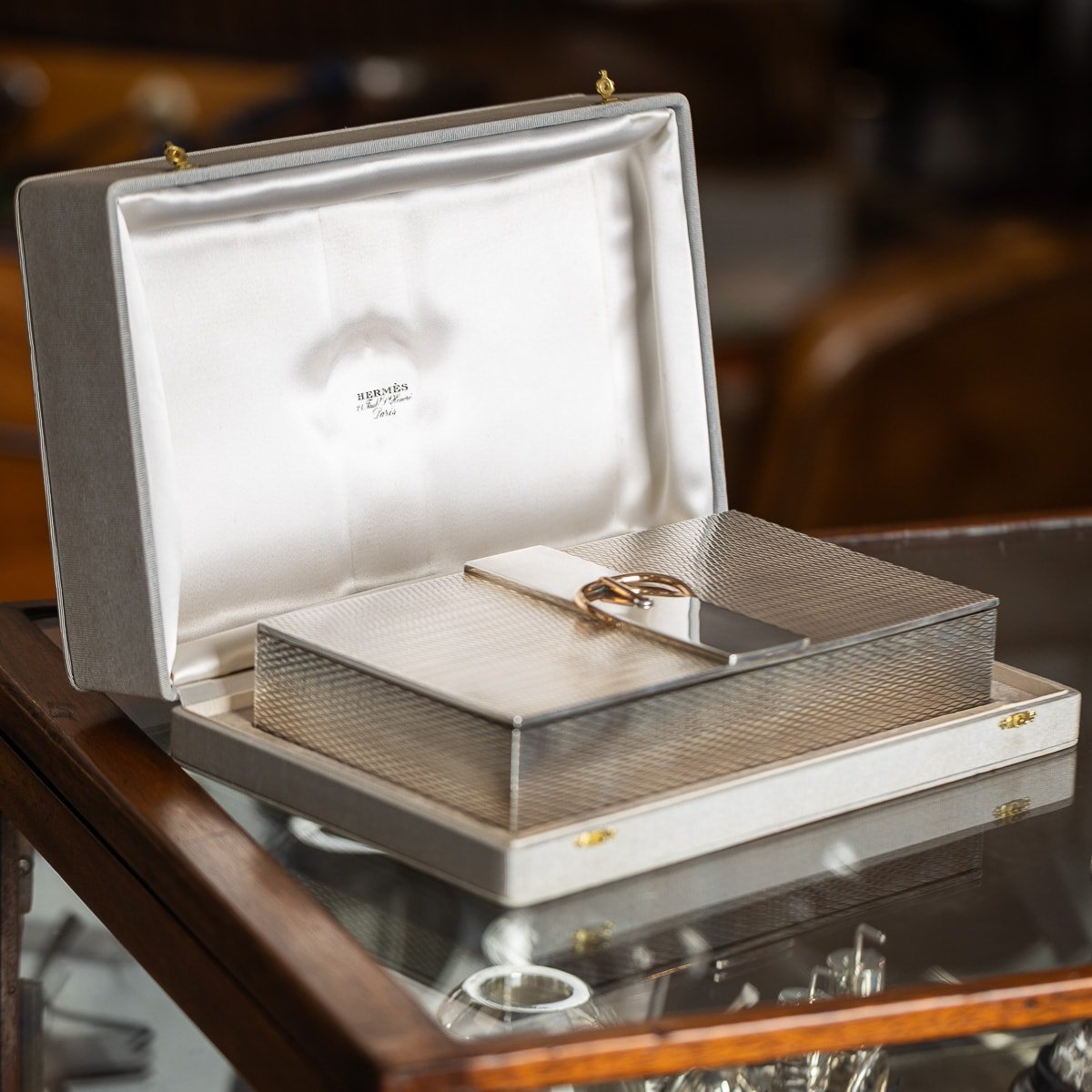 Vintage 20th Century French Silver Cigar Box from Hermès, 1970s for ...