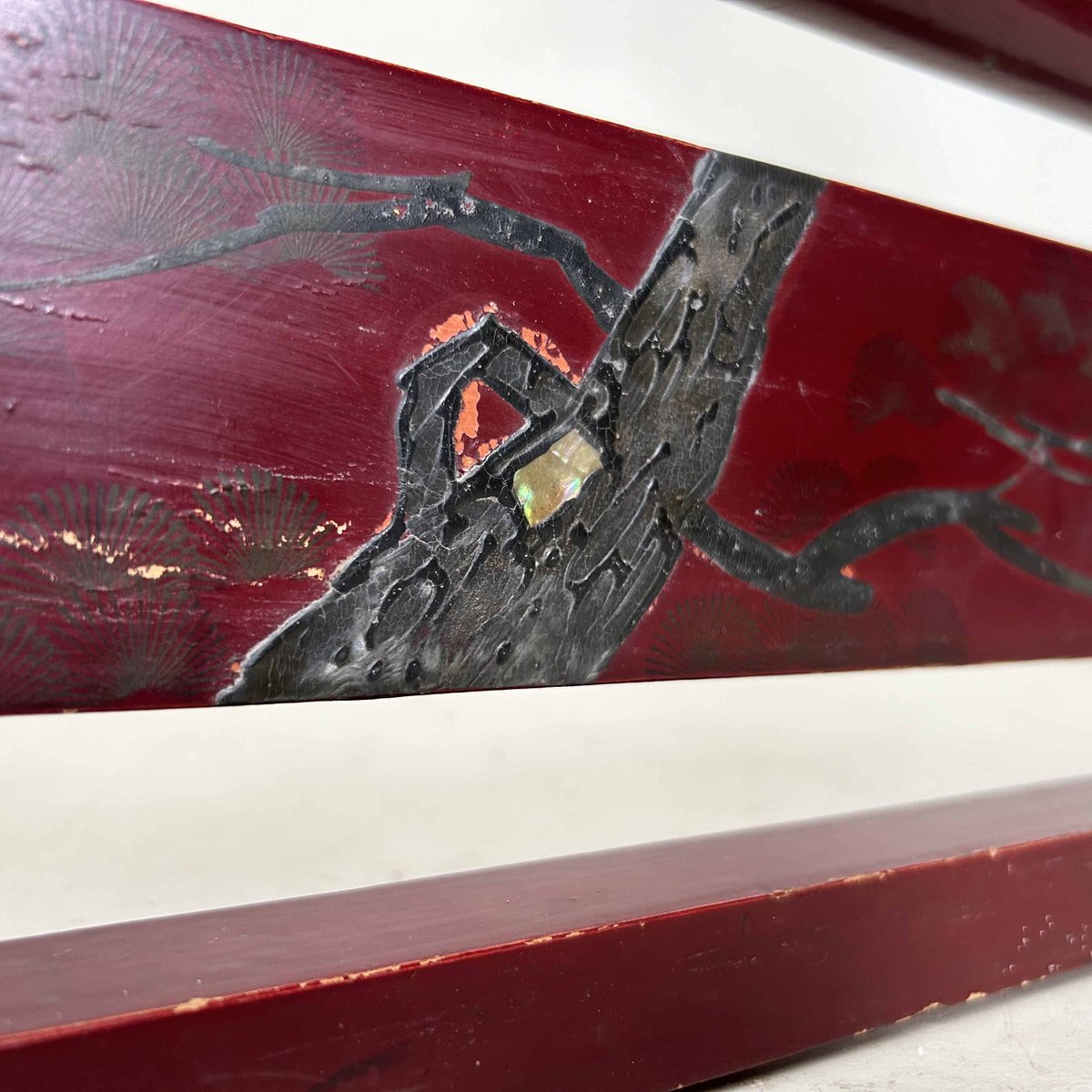 Antique Japanese Lacquered Crane Kimono Hanger Stand for sale at Pamono