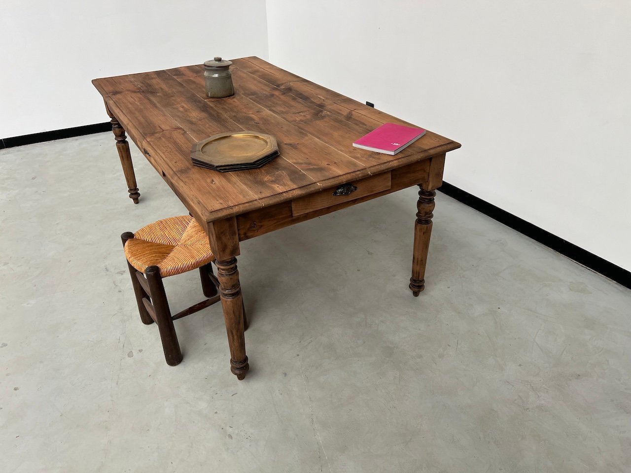 Antique Farm Table with 3 Drawers, 1950s for sale at Pamono