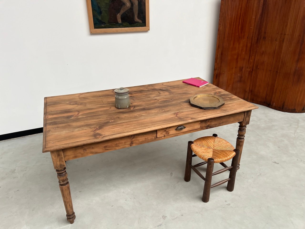 Antique Farm Table with 3 Drawers, 1950s for sale at Pamono