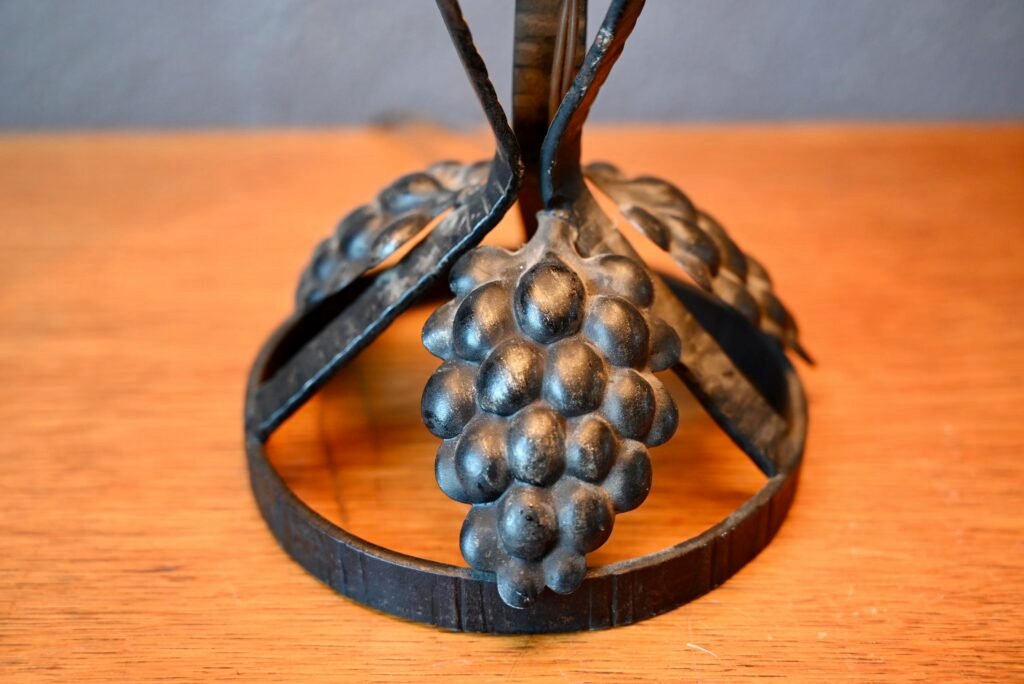 Art Nouveau Bohemian Wrought Iron Grape Table Lamp for sale at Pamono