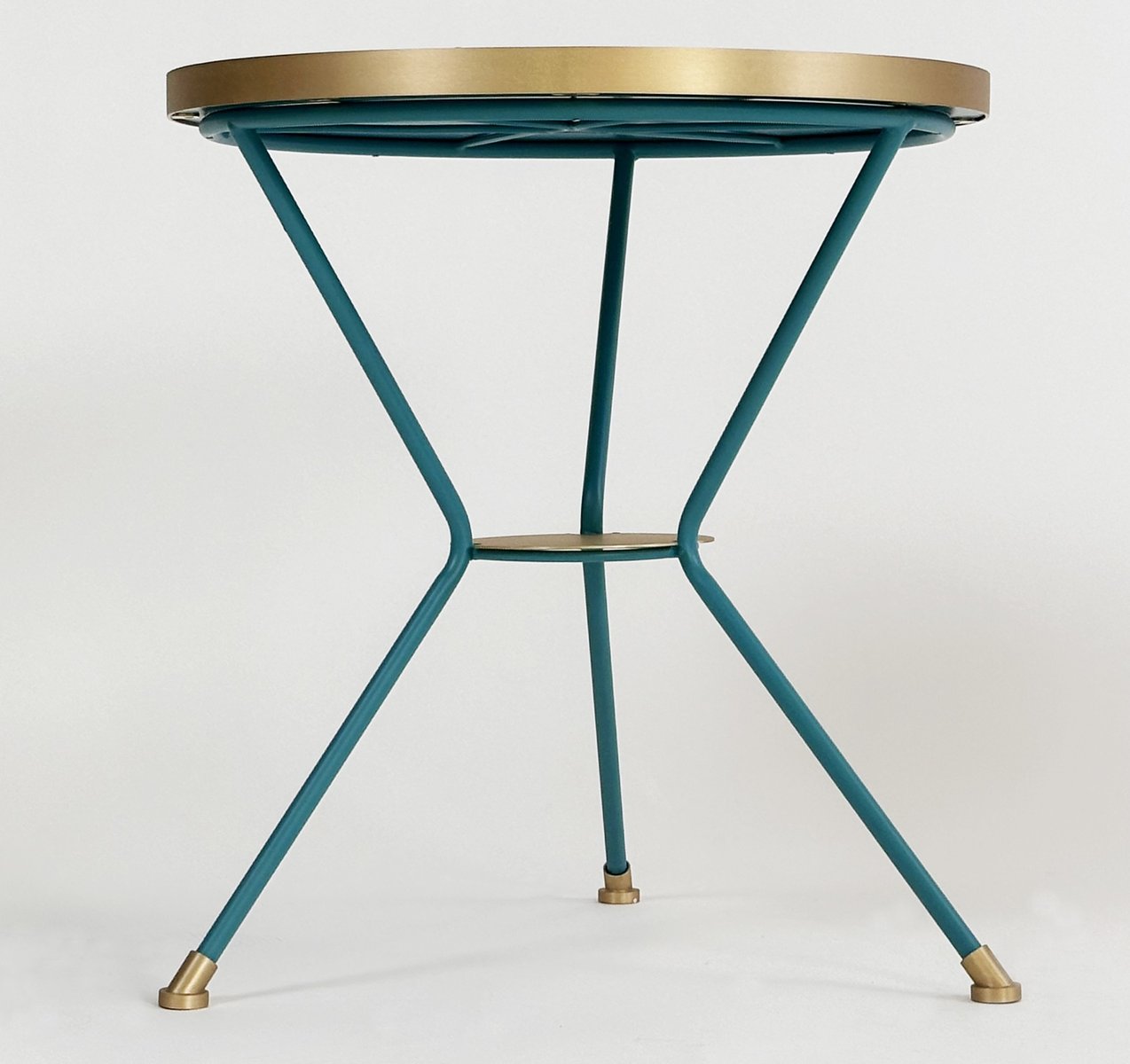 Turquoise Coffee Table in Iron and Bamboo with Brass Details for sale ...