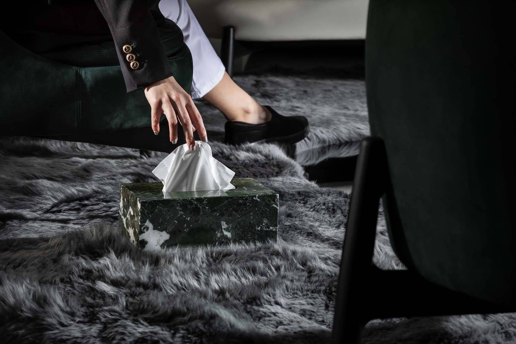 Forest Green Marble Rectangular Tissue Box by Royal Bee Design for sale ...