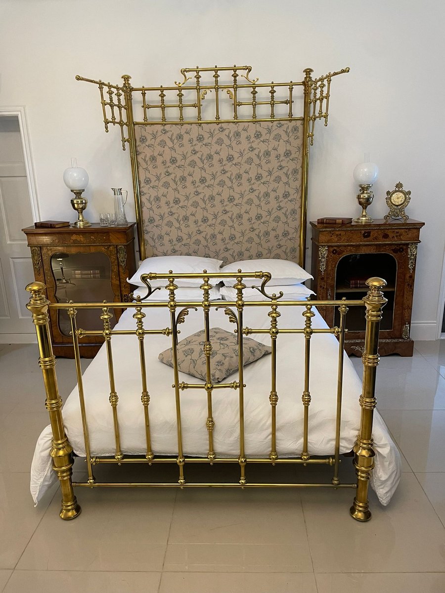 Victorian Gilded Brass Half Tester Double Bed, 1860s for sale at Pamono