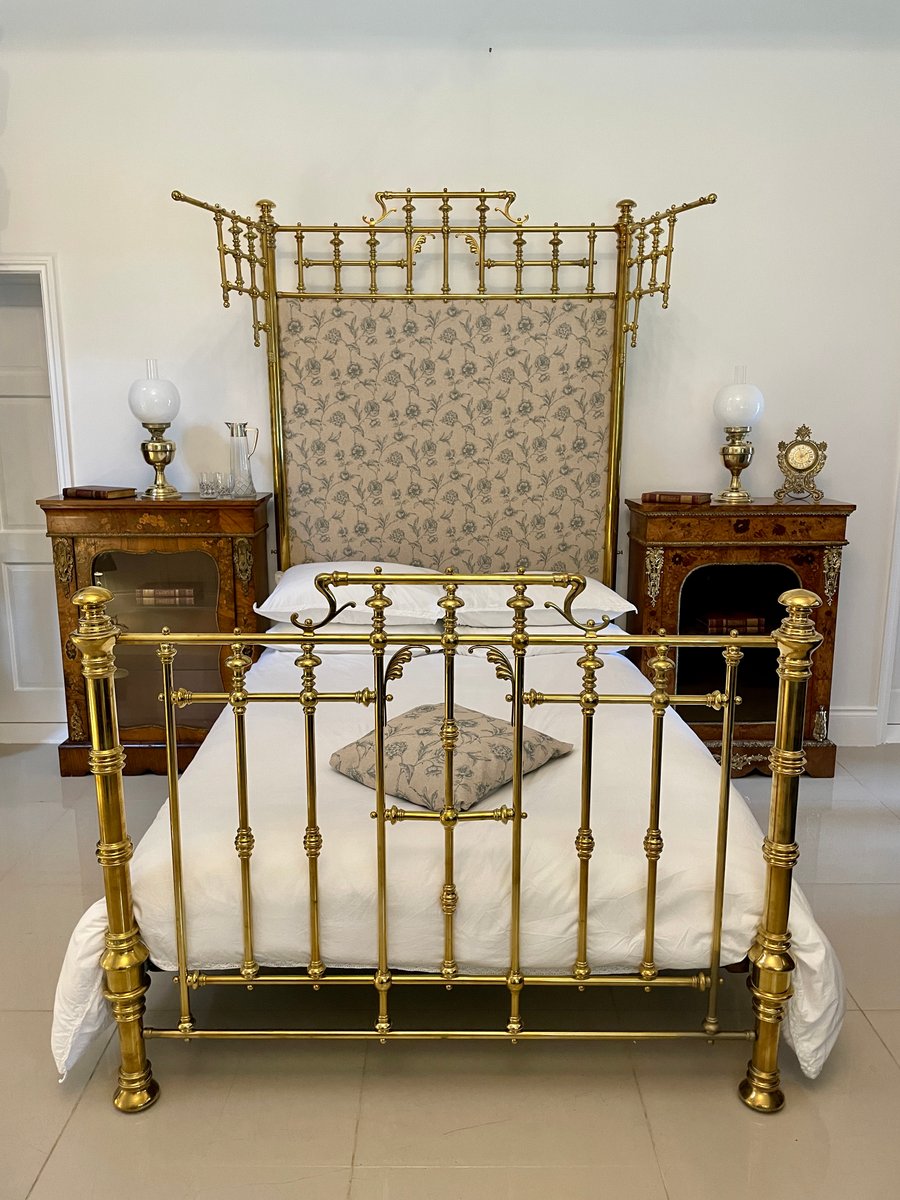 Victorian Gilded Brass Half Tester Double Bed, 1860s for sale at Pamono