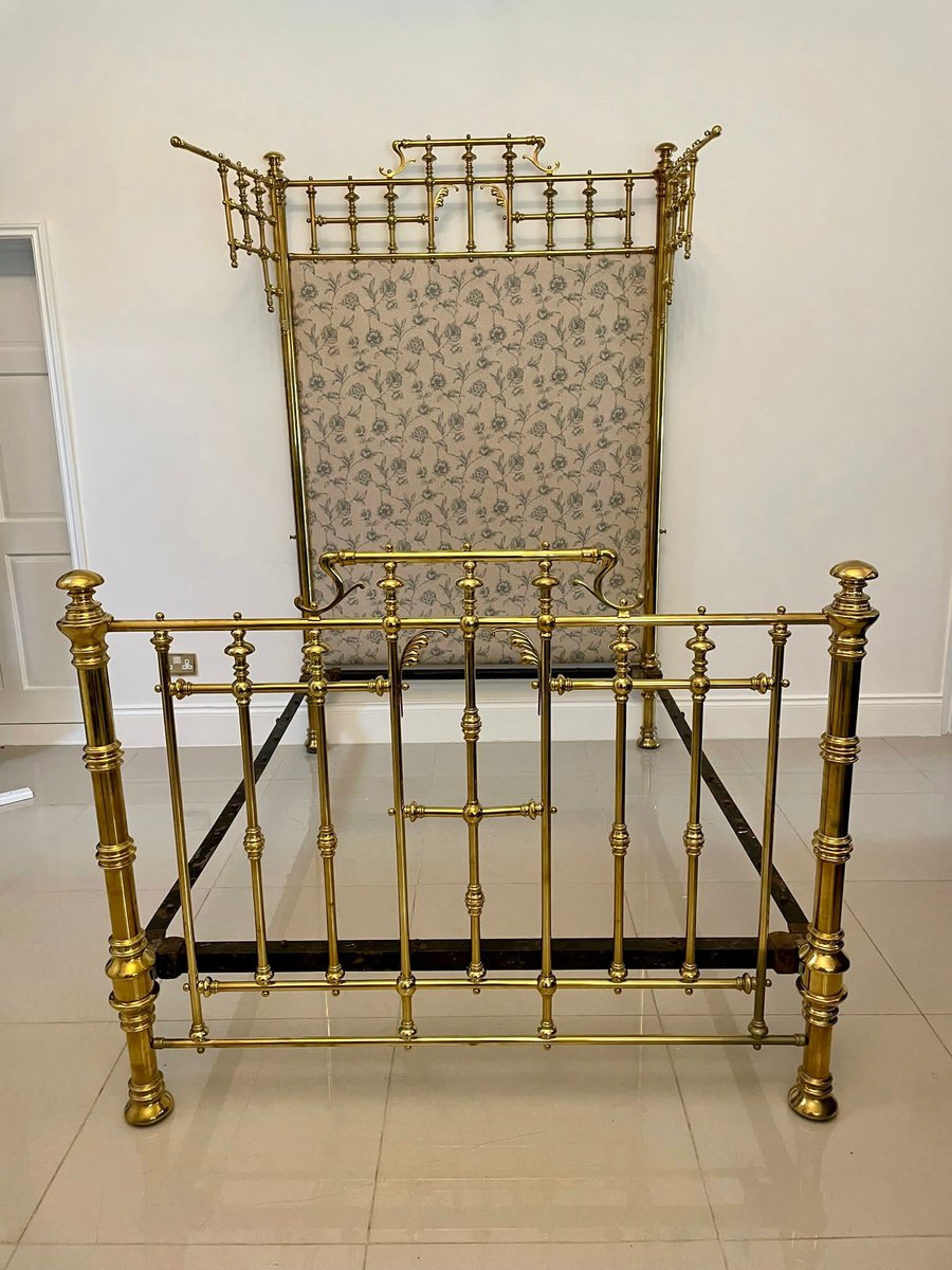 Victorian Gilded Brass Half Tester Double Bed, 1860s for sale at Pamono