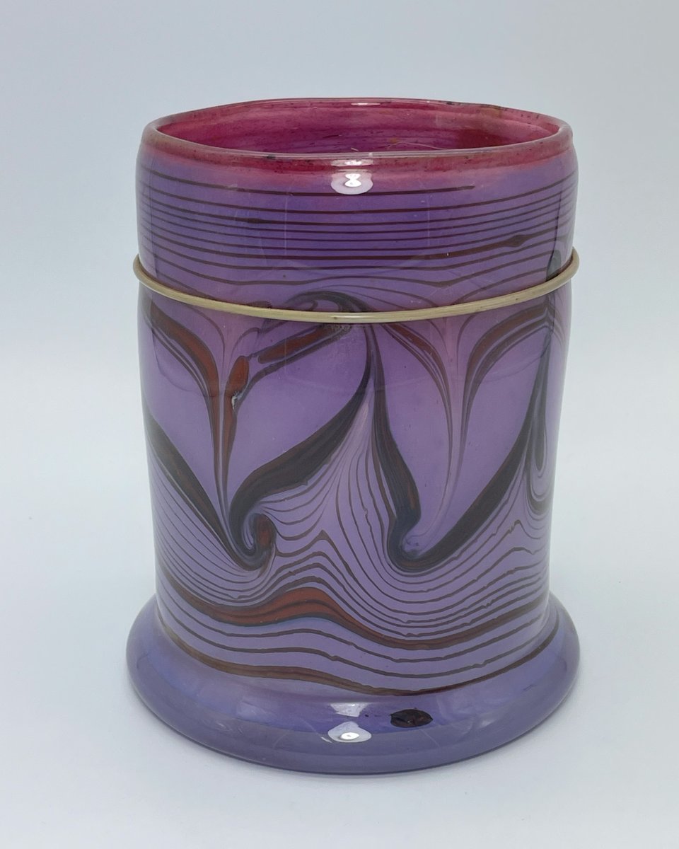 Vintage Cylindrical Glass Vase by Erwin Eisch, 1980s for sale at Pamono