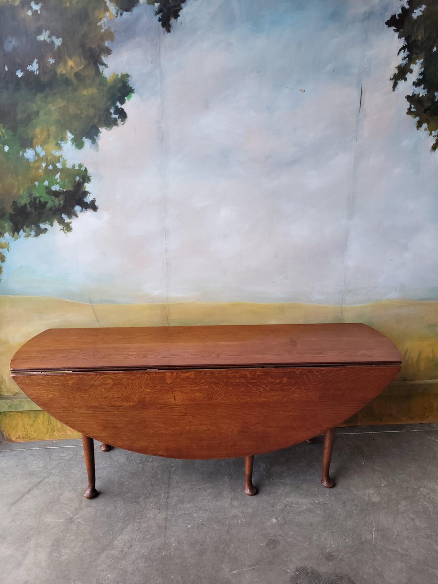 Large Oval Folding Oak Table for sale at Pamono