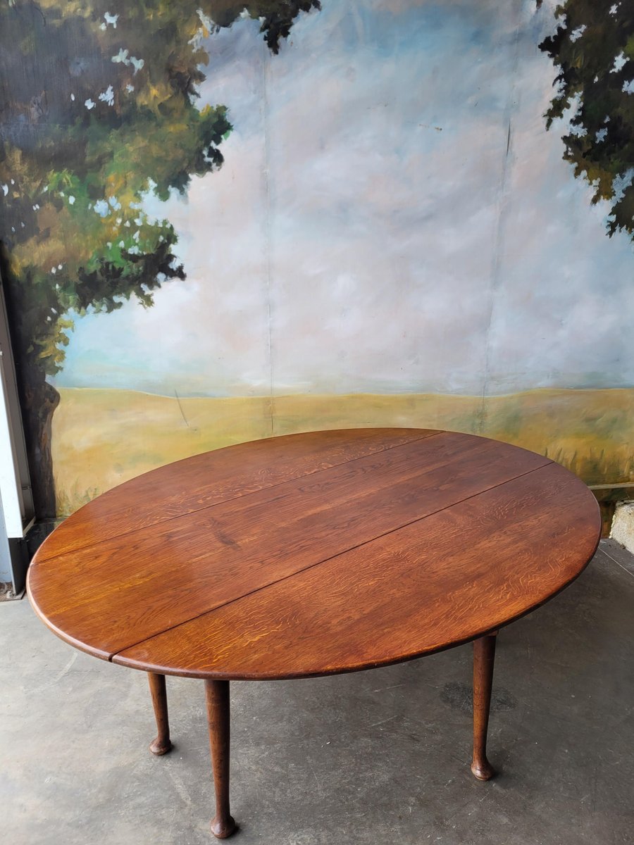Large Oval Folding Oak Table for sale at Pamono