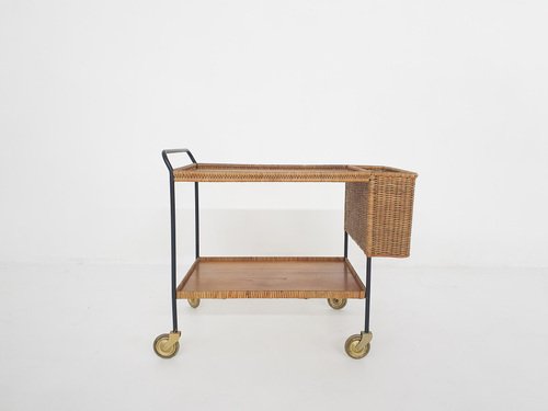 Rattan Trolley attributed to Helmut Magg for Deutsche Werkstätten Gmbh ...