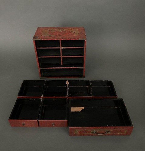Asian Lacquer Cabinet with Seven Drawers, Image 8