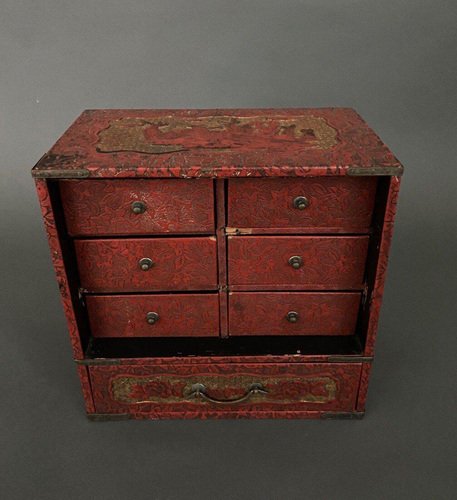 Asian Lacquer Cabinet with Seven Drawers, Image 2